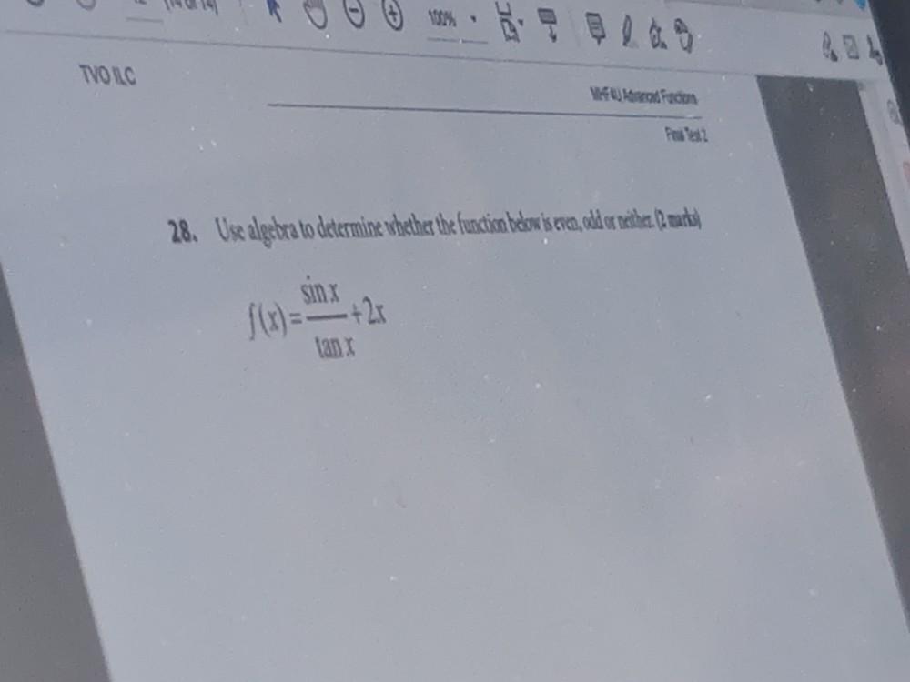 Solved TVOLC WOLF 28. Use algebra to determine whether the | Chegg.com