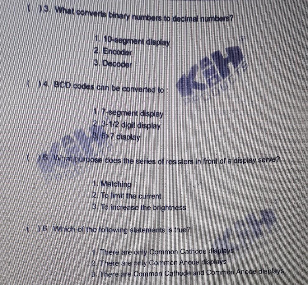 Solved ().3. What converts binary numbers to decimal | Chegg.com