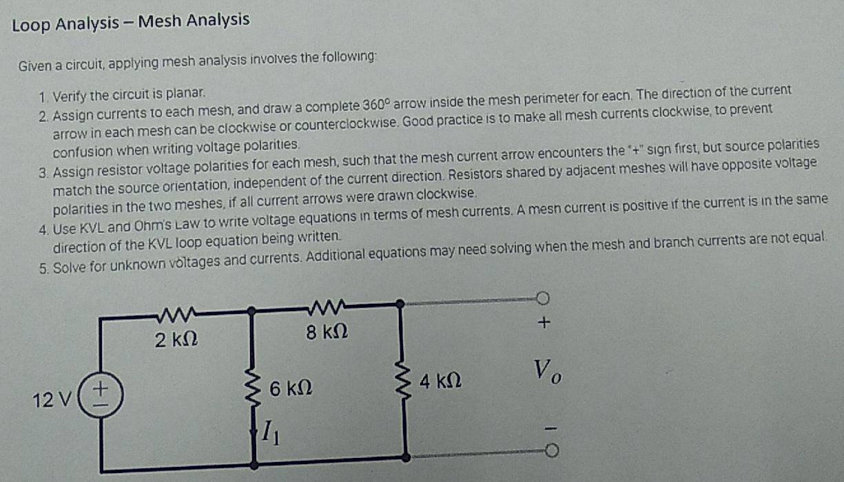 Solved Loop Analysis - Mesh Analysis Given a circuit, | Chegg.com