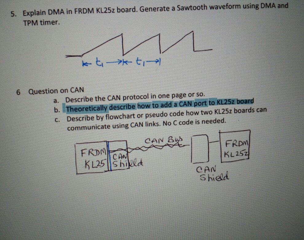 5. Explain DMA in FRDM KL25z board. Generate a | Chegg.com