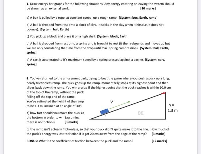 Solved 1. Draw energy bar graphs for the following | Chegg.com