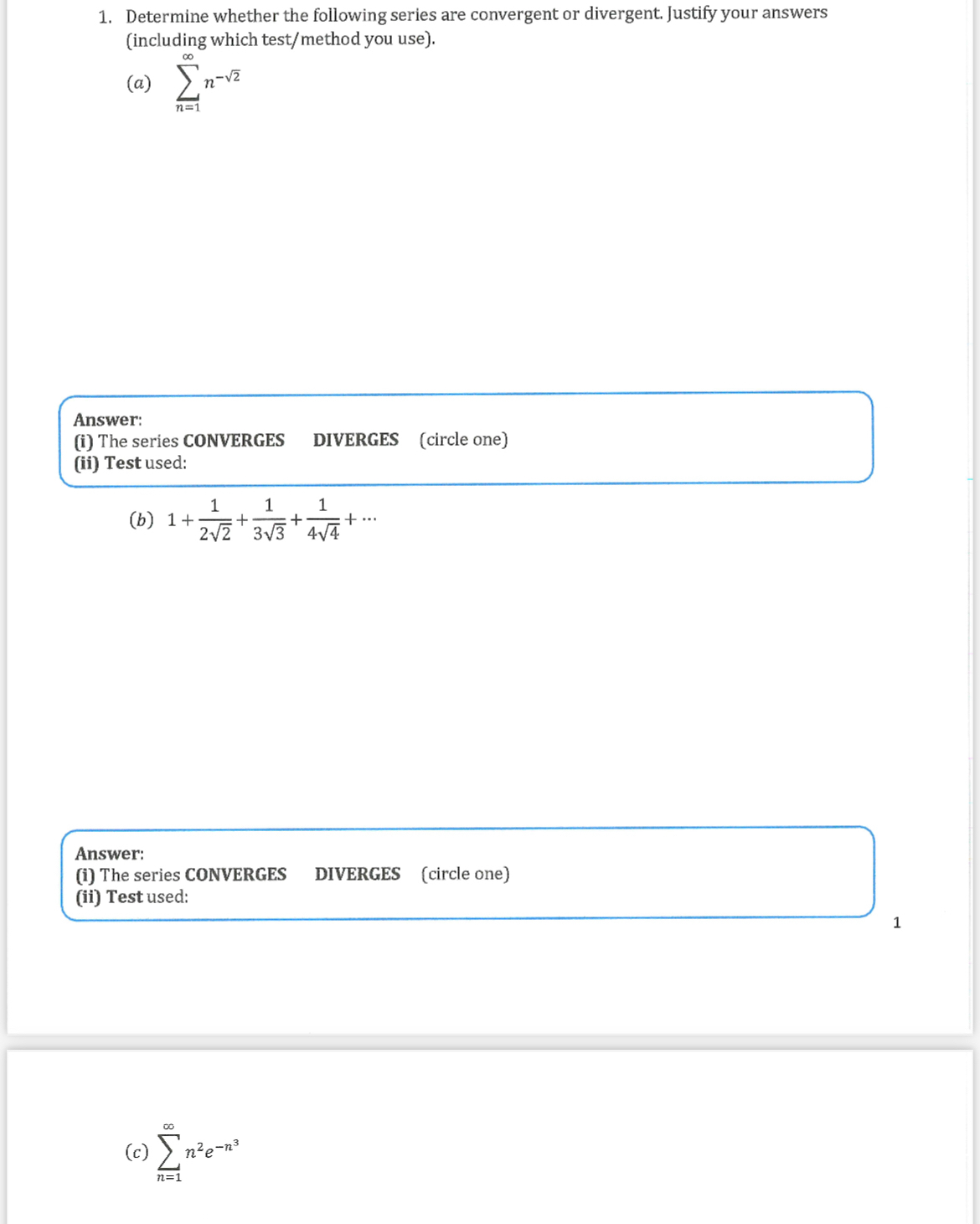 Solved Determine whether the following series are convergent | Chegg.com