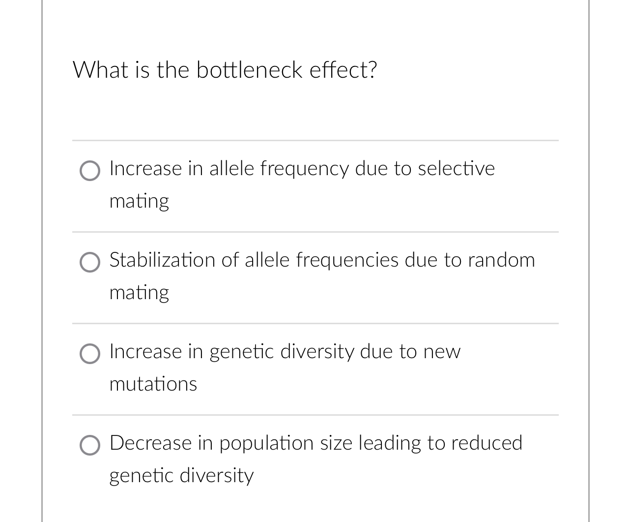 Solved What is the bottleneck effect?Increase in allele | Chegg.com