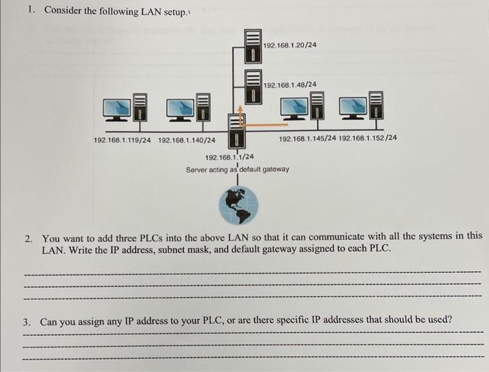 Solved 1 Consider The Following Lan Setup। 2 You Want To 