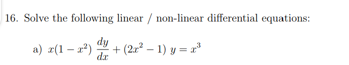 Solved 16. Solve the following linear / non-linear | Chegg.com