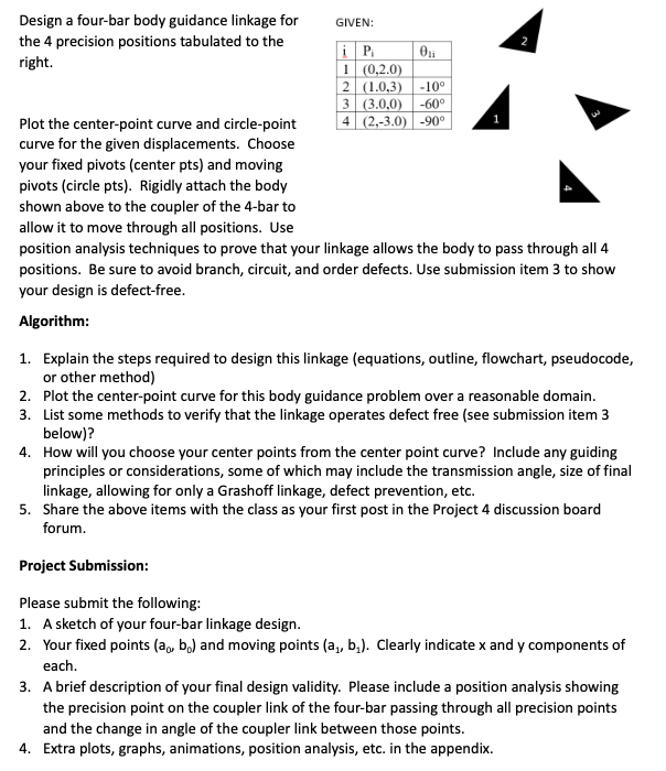 Solved Design a four-bar body guidance linkage forthe 4 | Chegg.com