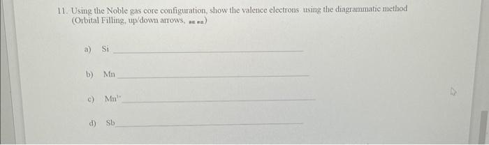 Solved 11. Using the Noble gas core configuration, show the | Chegg.com