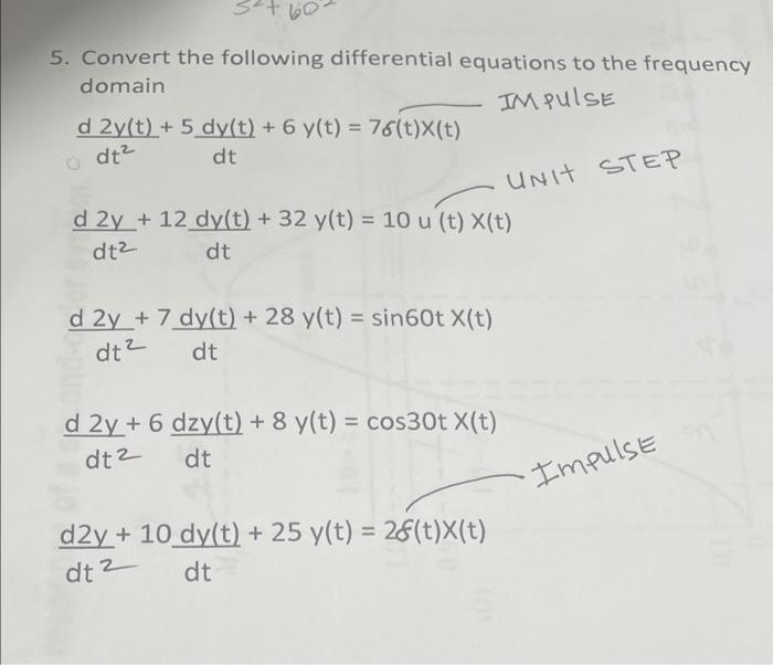 Solved 5. Convert the following differential equations to | Chegg.com