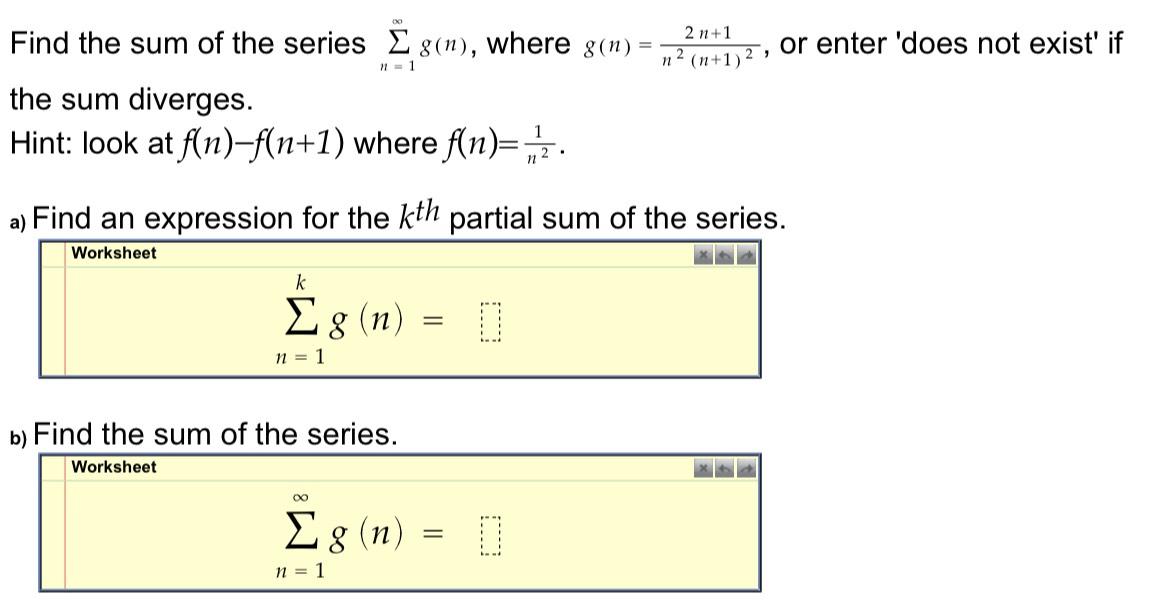 Solved Find the sum of the series ∑n=1∞g(n), ﻿where | Chegg.com