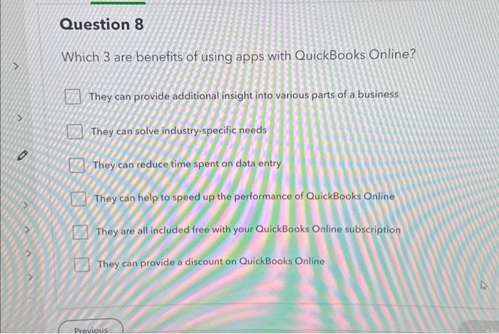 Solved Which 3 are benefits of using apps with QuickBooks | Chegg.com
