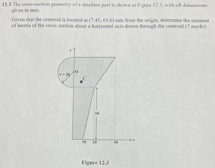 Solved 12.3 The cross-section geometry of a machine part is | Chegg.com