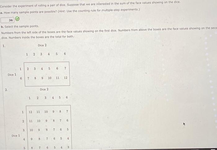 Solved consider the experiment of rolling a pair of dice. | Chegg.com