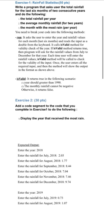 Solved Exercise-1: Rainfall Statistisc(50 pts) Write a | Chegg.com