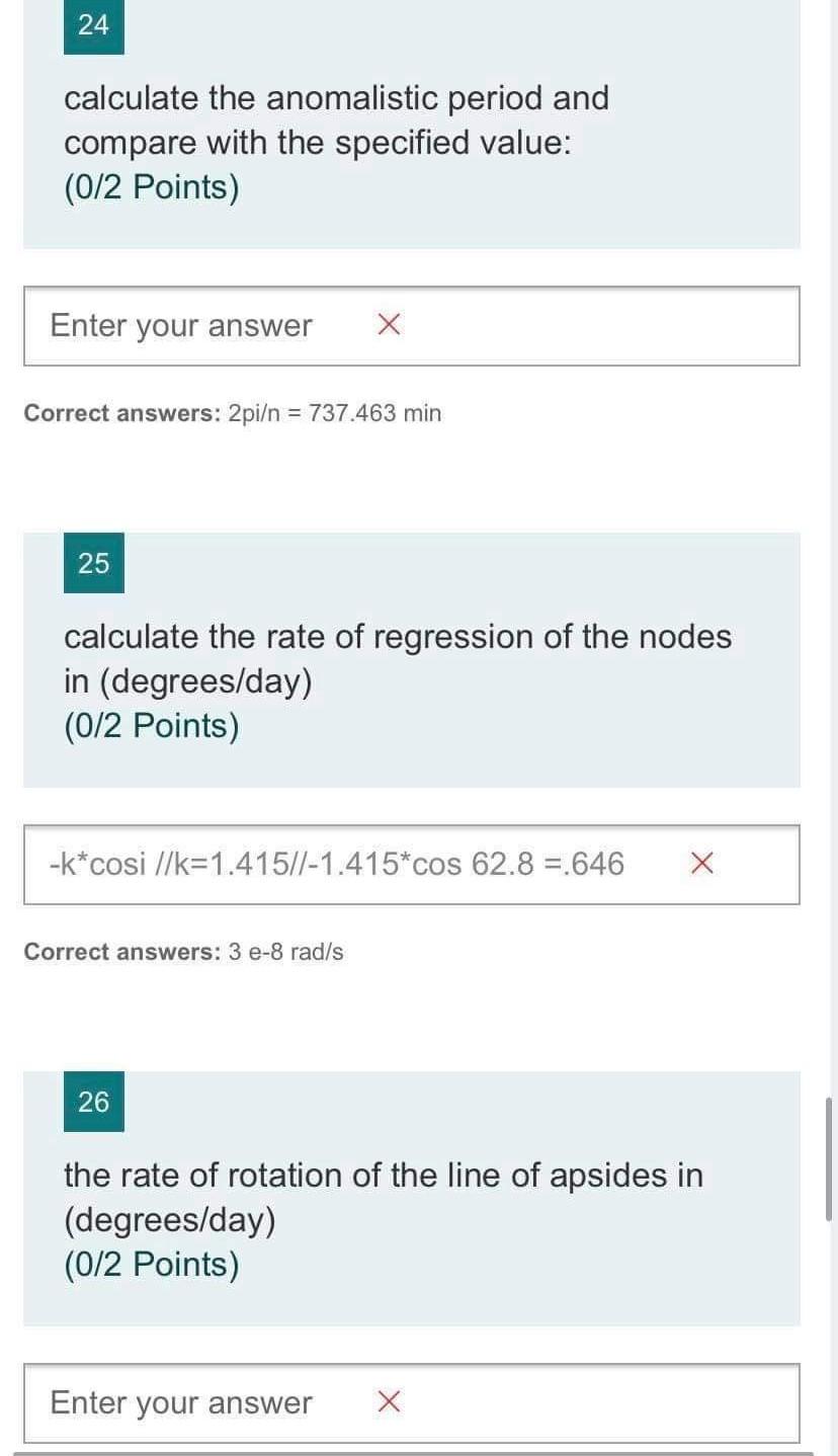 calculate the anomalistic period and compare with the | Chegg.com