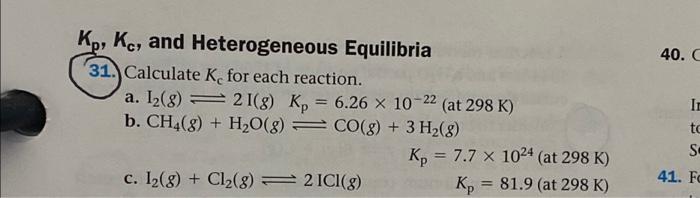 Solved Kp, Kc, and Heterogeneous Equilibria 31. Calculate K, | Chegg.com