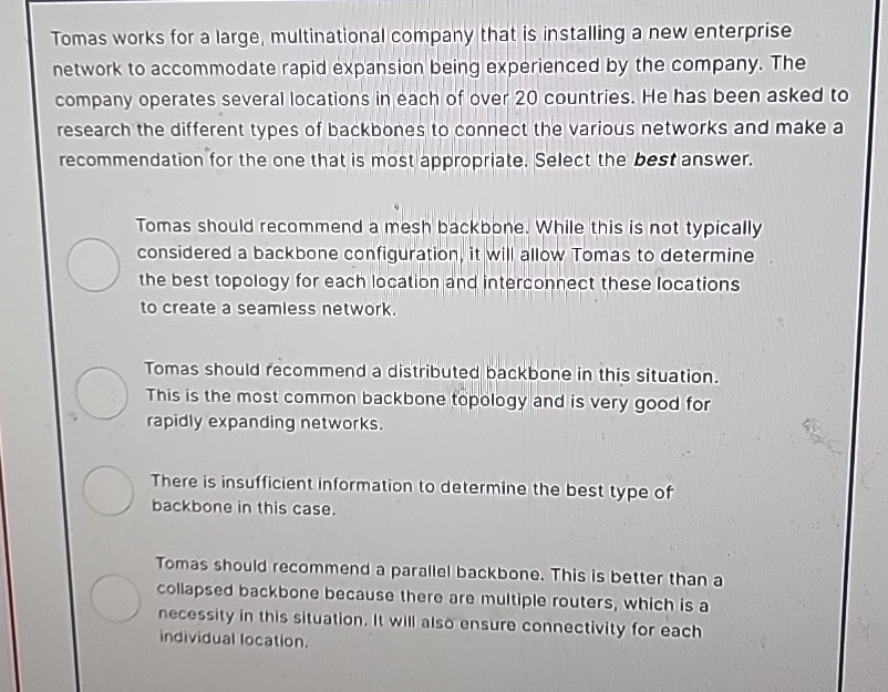 Solved Tomas works for a large, multinational company that | Chegg.com