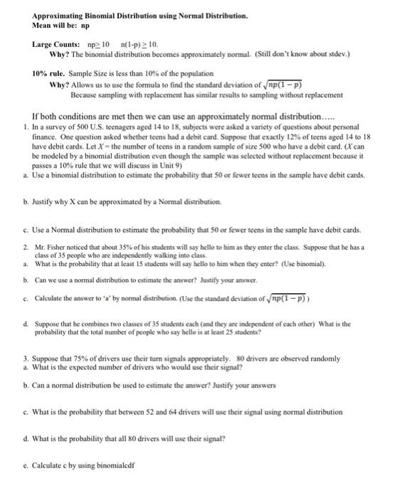 Solved Approximating Binomial Distribution using Normal | Chegg.com