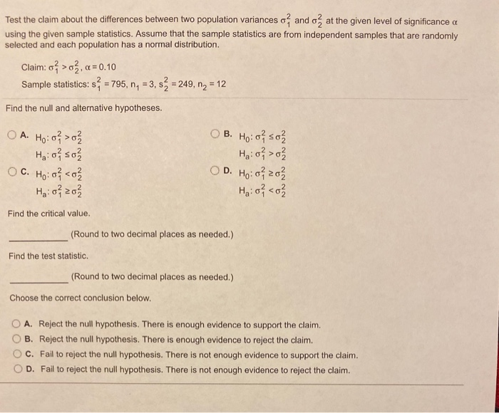 Solved Test the claim about the differences between two | Chegg.com