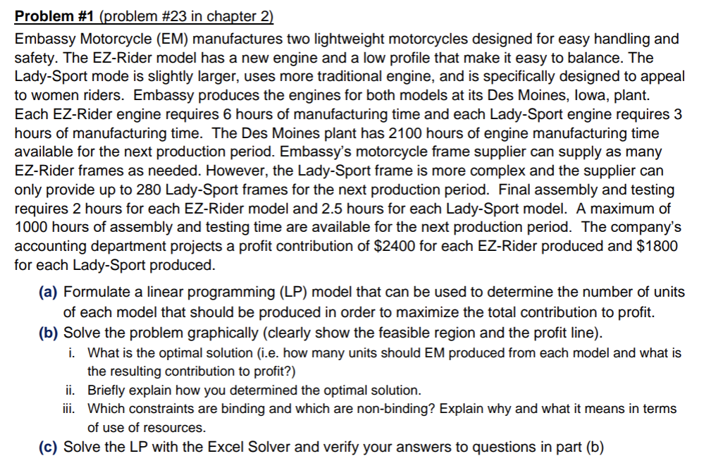 Solved Problem #1 (problem #23 ﻿in chapter 2)Embassy | Chegg.com