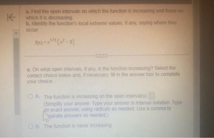 Solved a. Find the open intervals on which the function is | Chegg.com