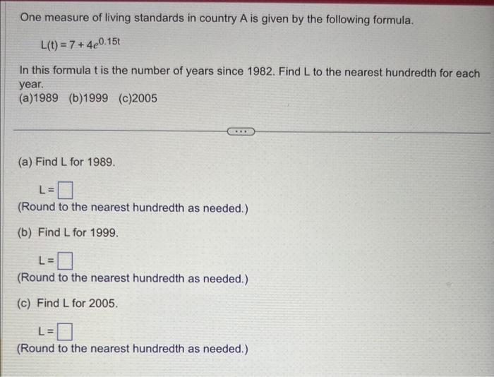 Solved One measure of living standards in country A is given | Chegg.com