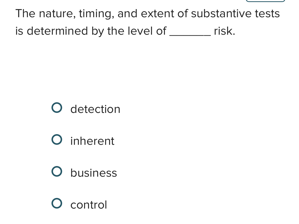 Solved The nature, timing, and extent of substantive tests | Chegg.com