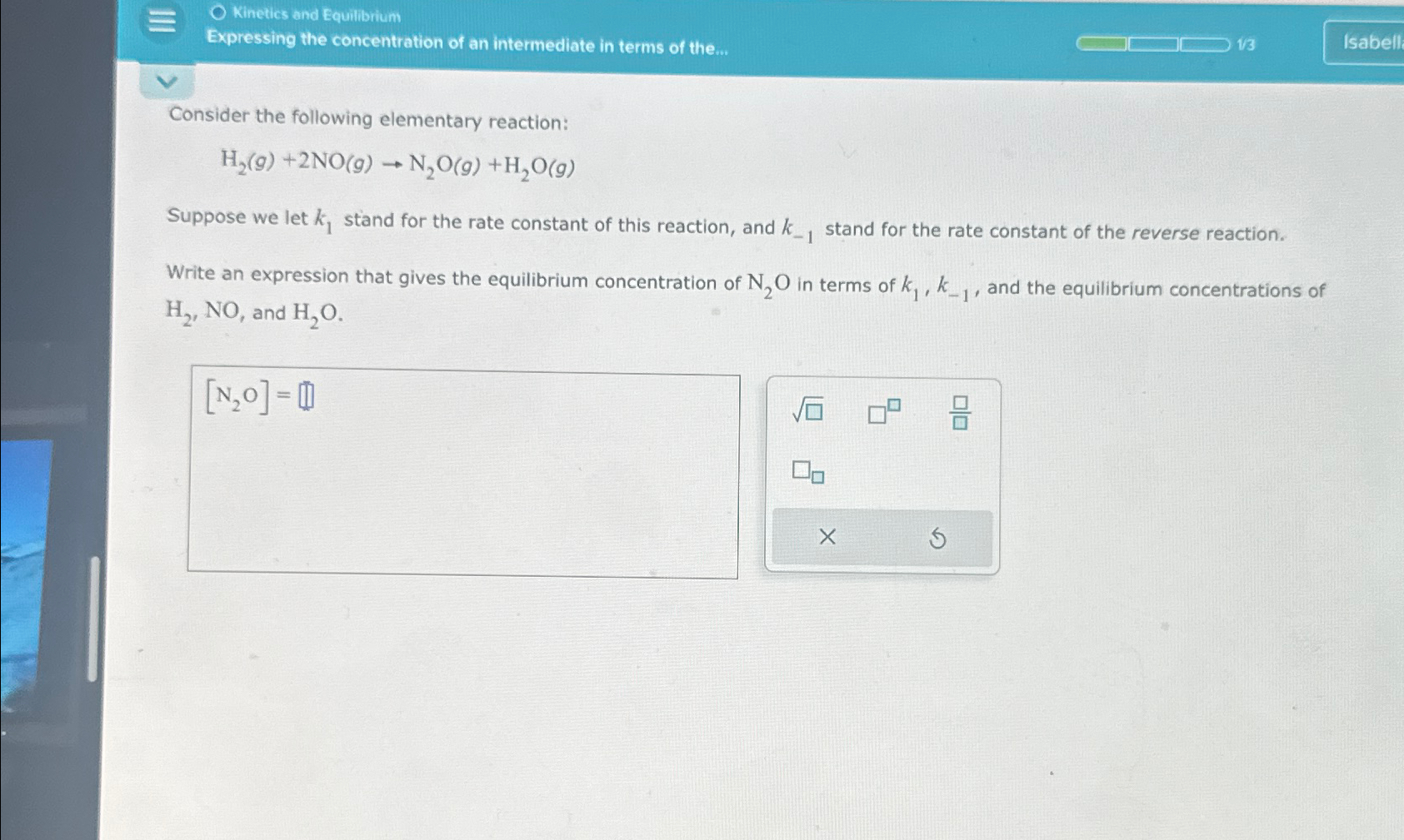 Solved Kinetics and EquilibriumExpressing the concentration | Chegg.com
