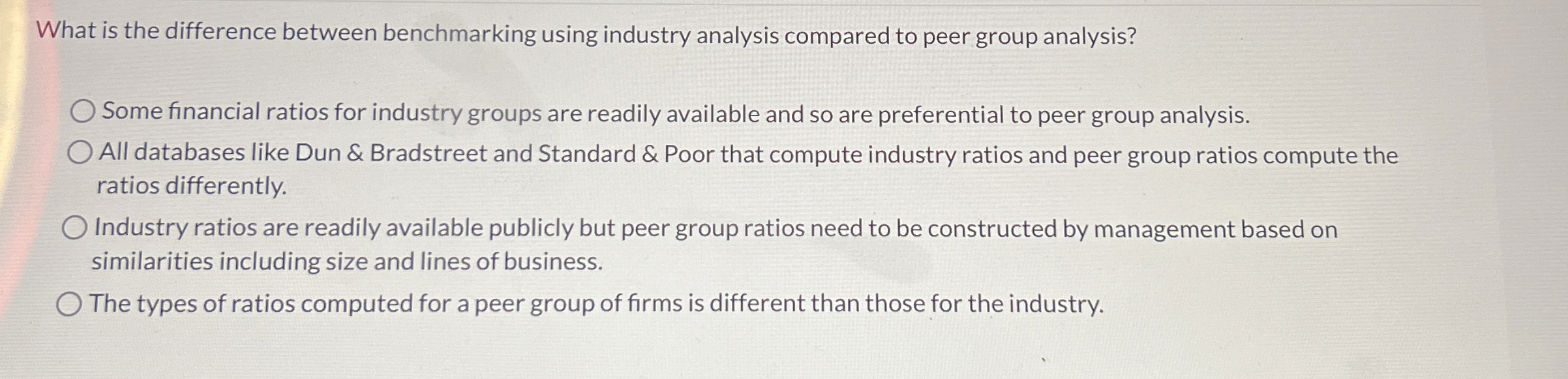 Solved What is the difference between benchmarking using | Chegg.com
