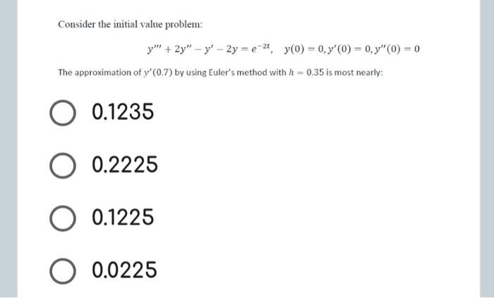 Solved Consider the initial value problem: | Chegg.com