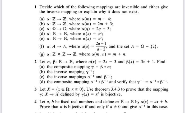 1 Decide which of the following mappings are | Chegg.com