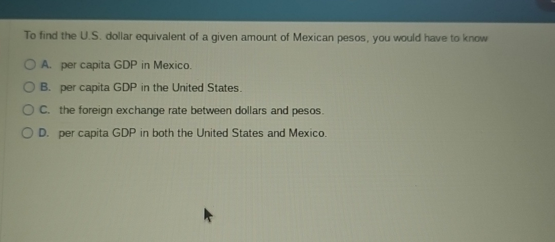 Solved To find the U.S. ﻿dollar equivalent of a given amount | Chegg.com