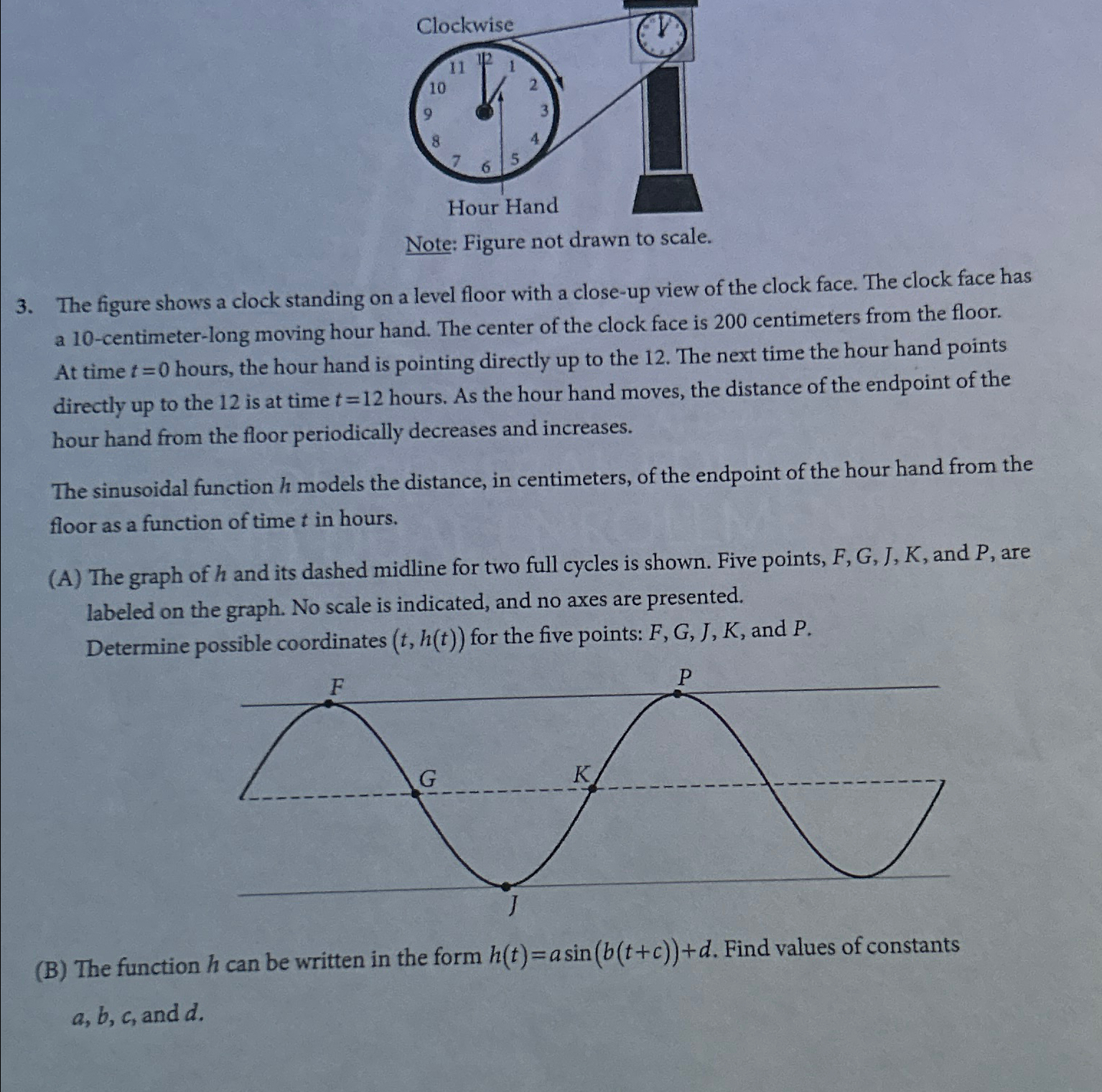 Solved The figure shows a clock standing on a level floor | Chegg.com