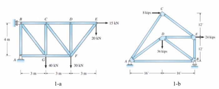For The Shown Statically Determinate Trusses Compute