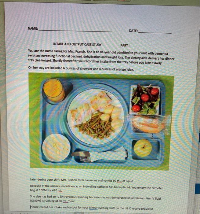 Solved INTAKE AND OUTPUT SHEET Hospital Date Karen Wenger | Chegg.com