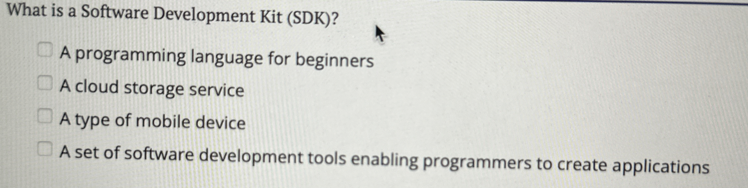 Solved What is a Software Development Kit (SDK)?A | Chegg.com