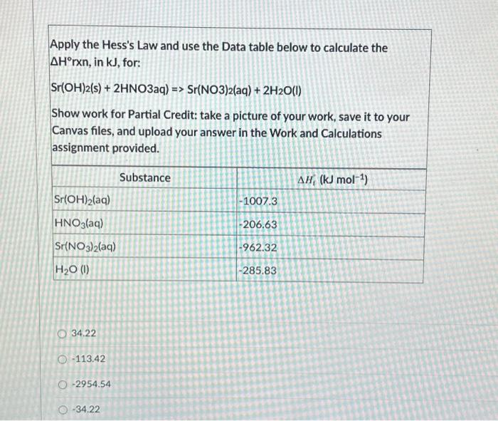 Solved Apply the Hess's Law and use the Data table below to | Chegg.com