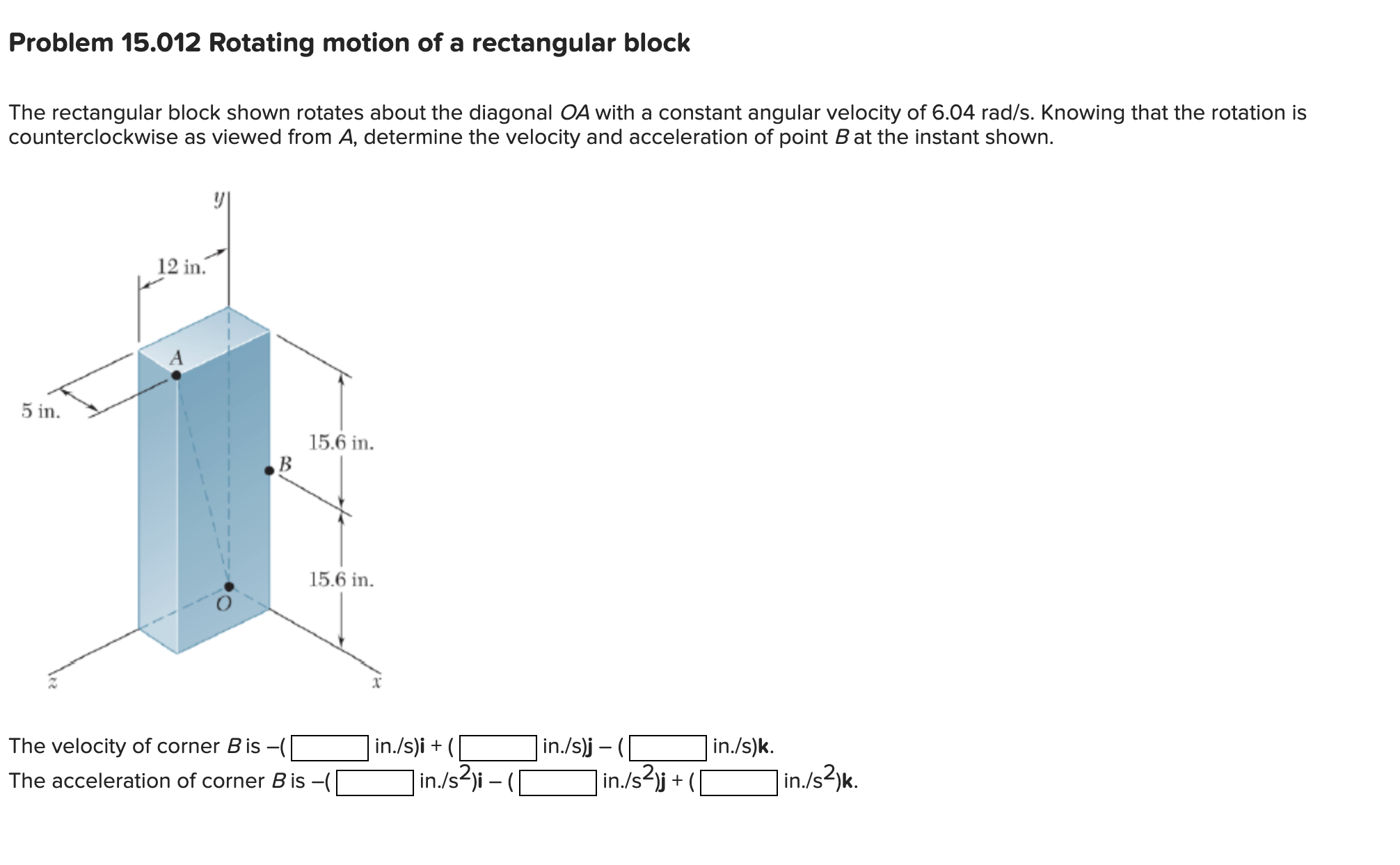 Solved Problem 15.012 ﻿Rotating motion of a rectangular | Chegg.com