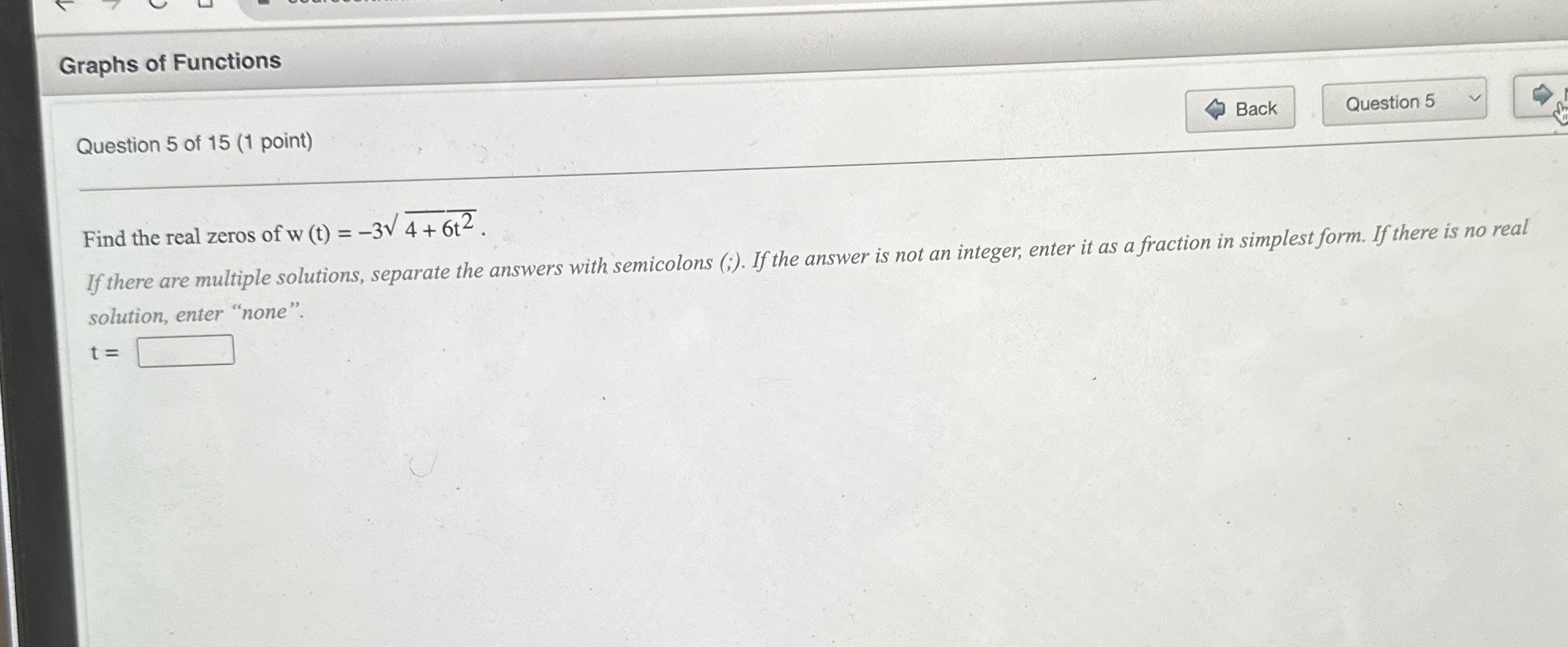 Solved Graphs of FunctionsQuestion 5 ﻿of 15 (1 | Chegg.com