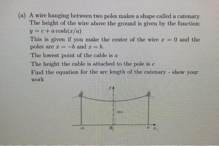 Solved (a) A wire hanging between two poles makes a shape | Chegg.com