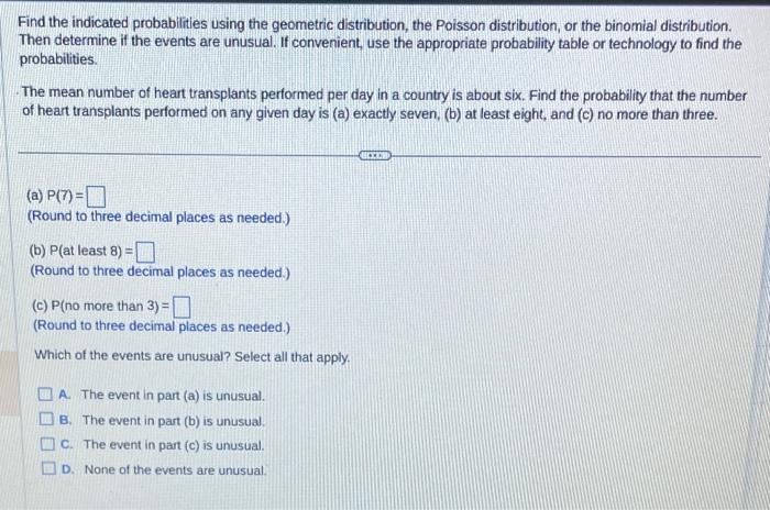 Solved Find the indicated probabilities using the geometric | Chegg.com