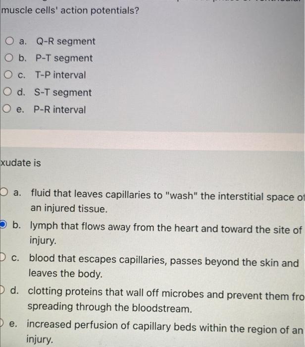 Solved muscle cells' action potentials? a. Q-R segment b. | Chegg.com
