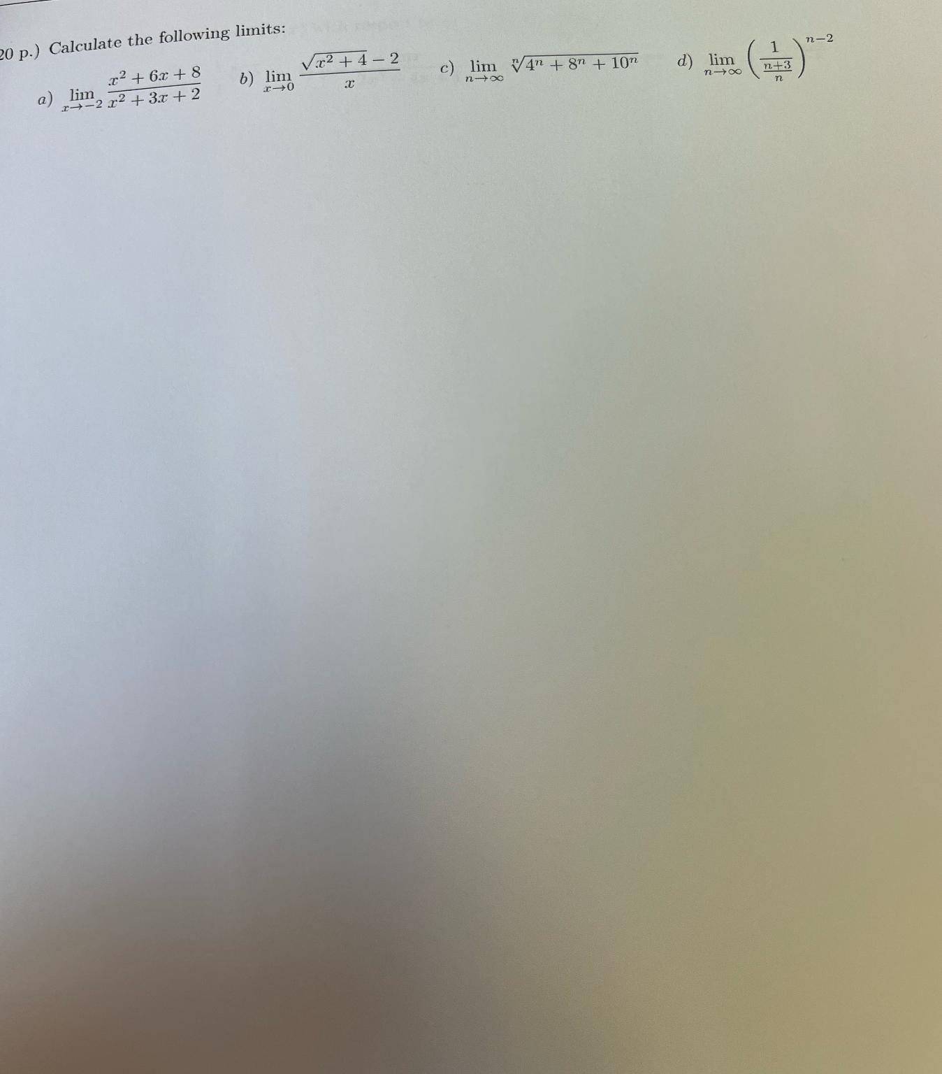 Solved 20 ﻿p.) ﻿Calculate the following | Chegg.com