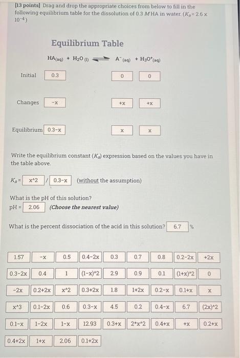Solved [13 points] Drag and drop the appropriate choices | Chegg.com