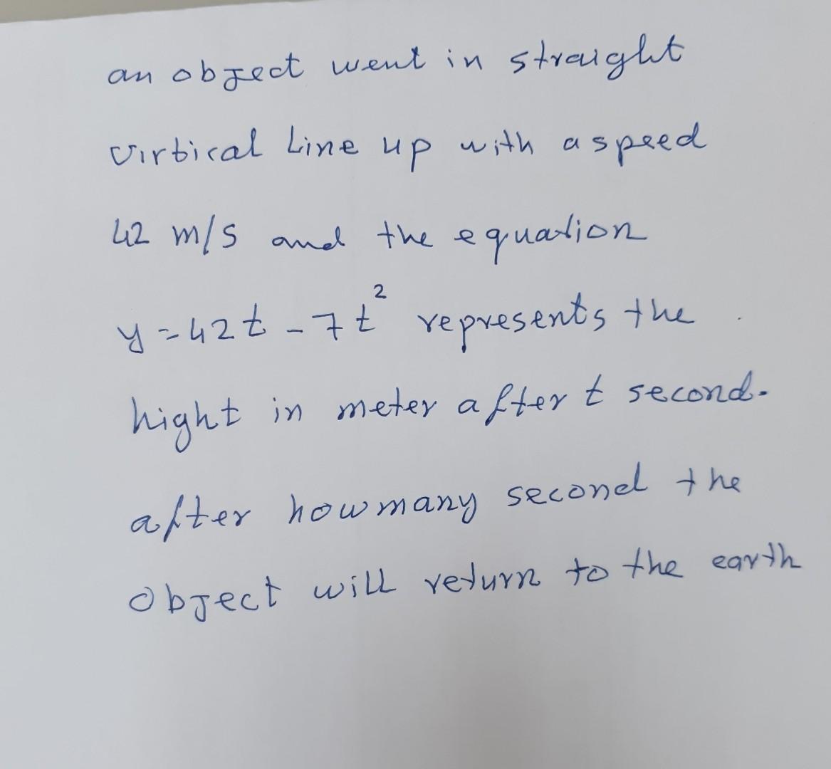 Solved an object went in straight virtical line up with a | Chegg.com