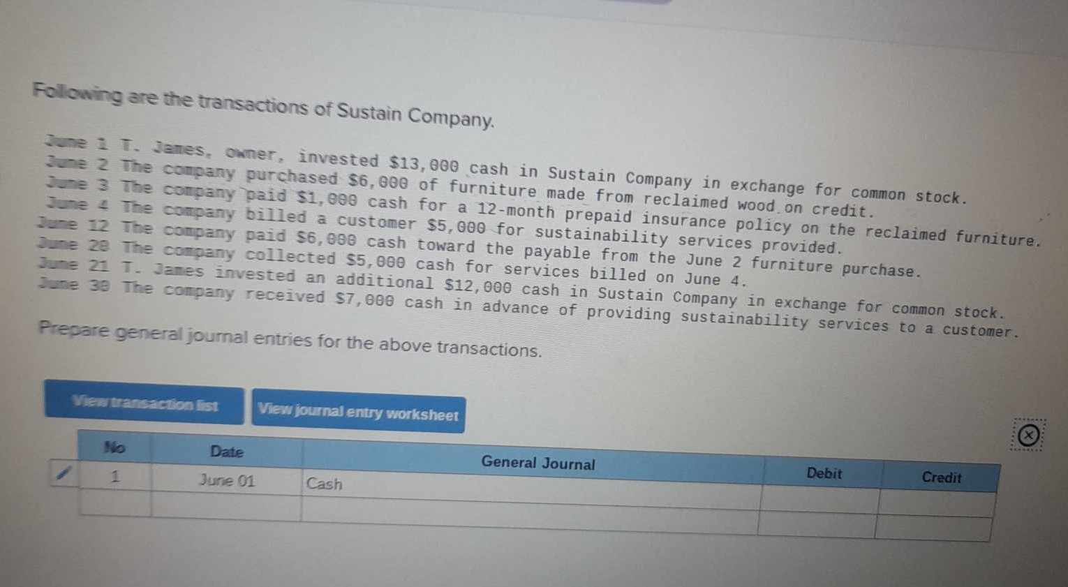 Solved Following are the transactions of Sustain | Chegg.com