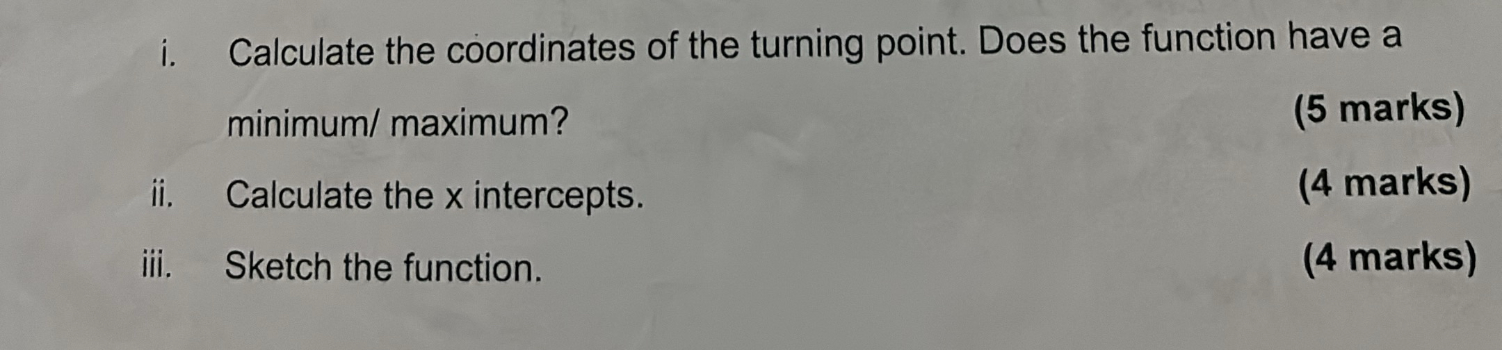 i. ﻿Calculate the coordinates of the turning point. | Chegg.com