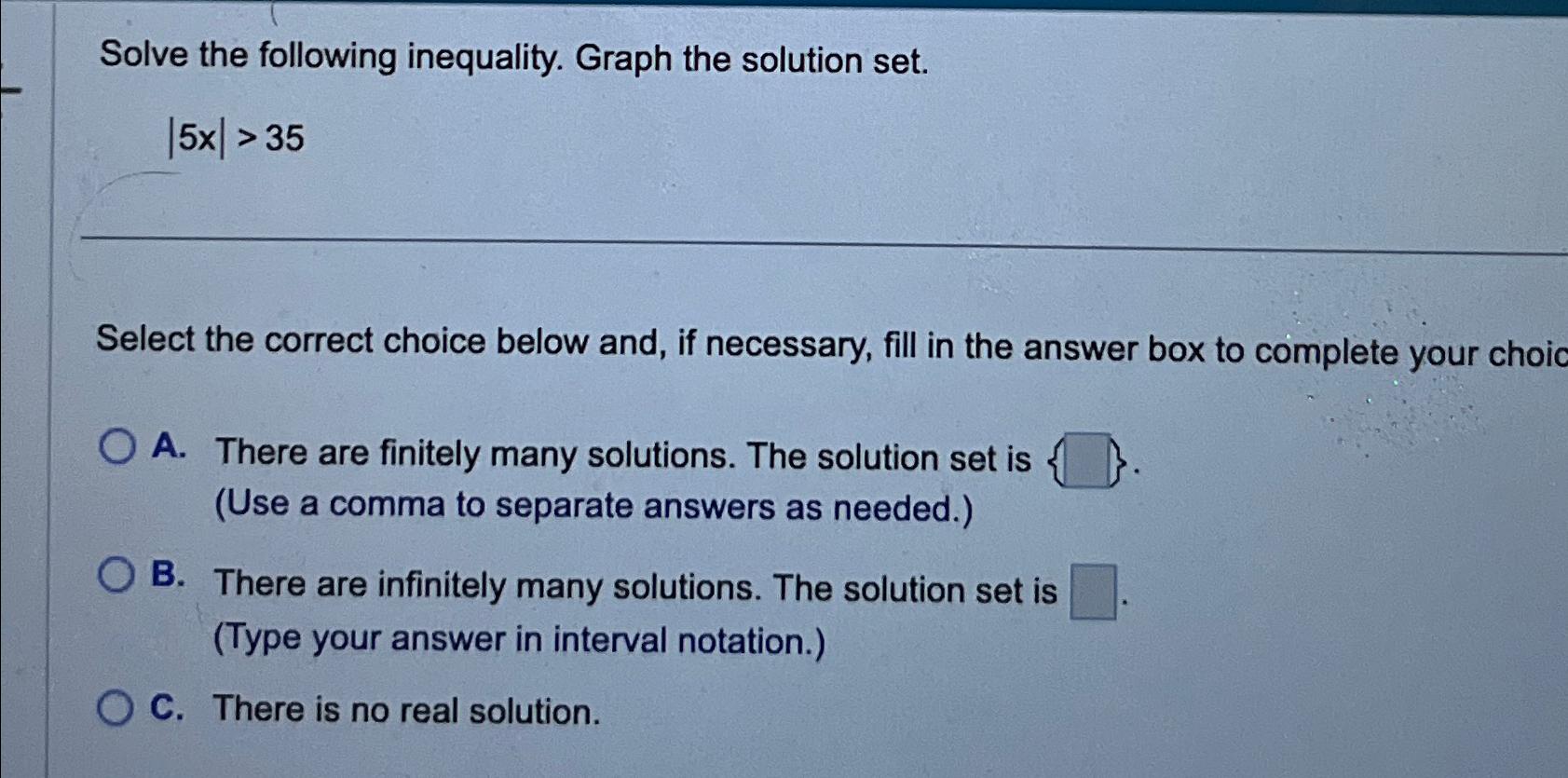 Solved Solve the following inequality. Graph the solution | Chegg.com