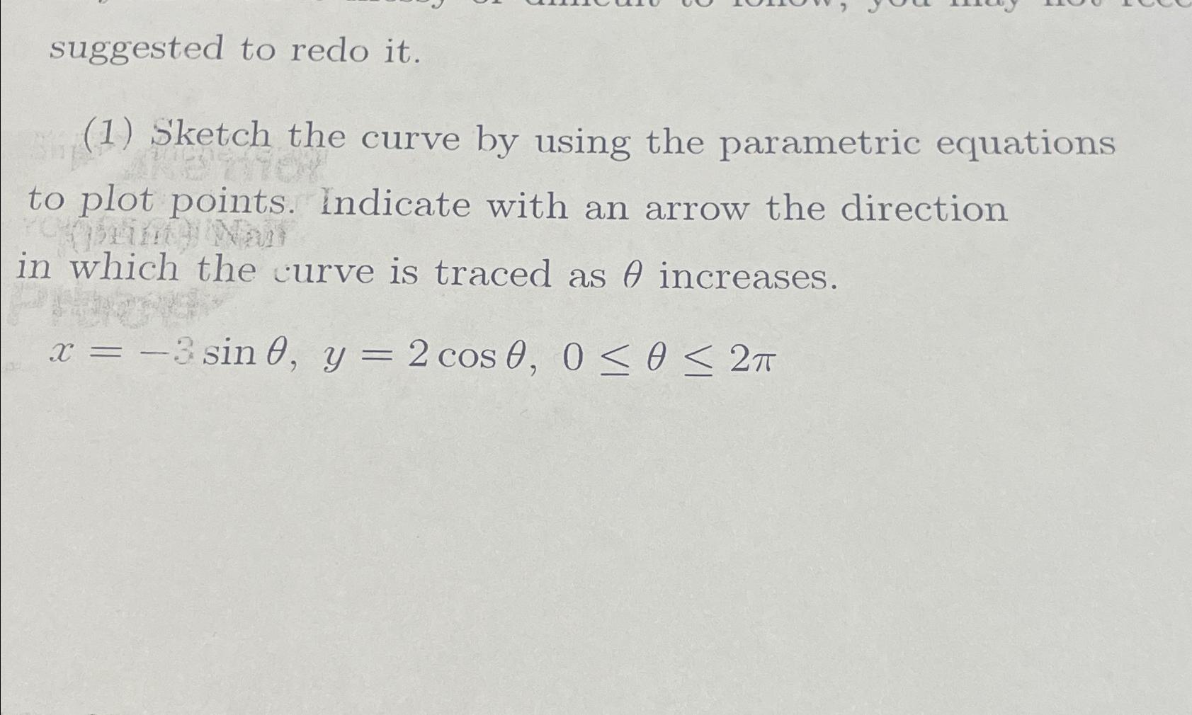 Solved suggested to redo it.(1) ﻿Sketch the curve by using | Chegg.com