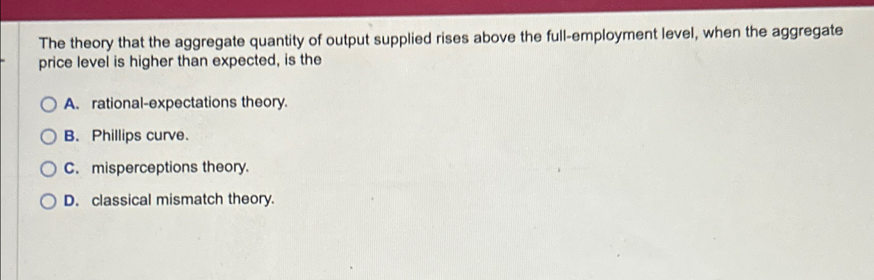 Solved The theory that the aggregate quantity of output | Chegg.com