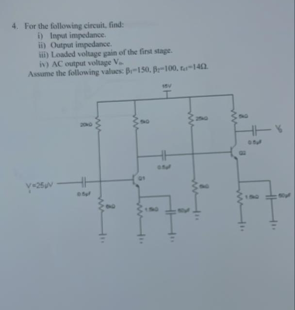 Solved For the following circuit, find:i) ﻿Input | Chegg.com